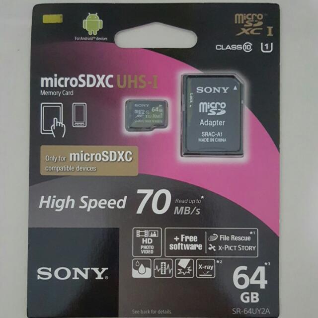 Sony MicroSD Card 64GB class10, Mobile Phones & Gadgets, Mobile ...