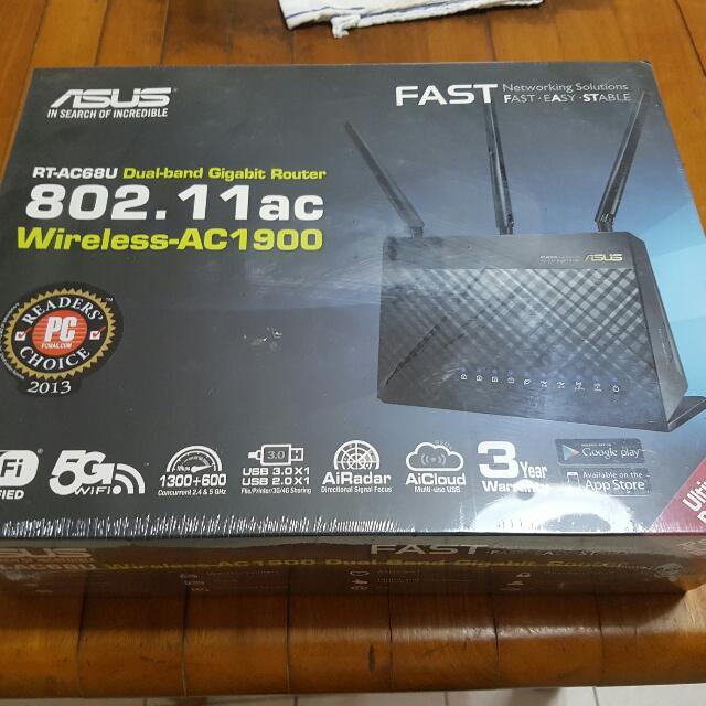 BNIB ASUS RT-AC68U Wireless AC1900 Dual Band Gigabit Router, Computers ...