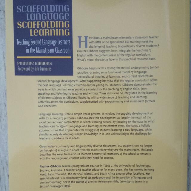 Scaffolding Language, Scaffolding Learning. Teaching Second Language Learners In The Mainstream ...