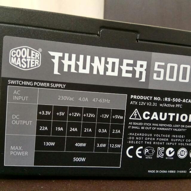 Cooler Master Thunder 500W Power Supply ( PSU ), Computers & Tech ...