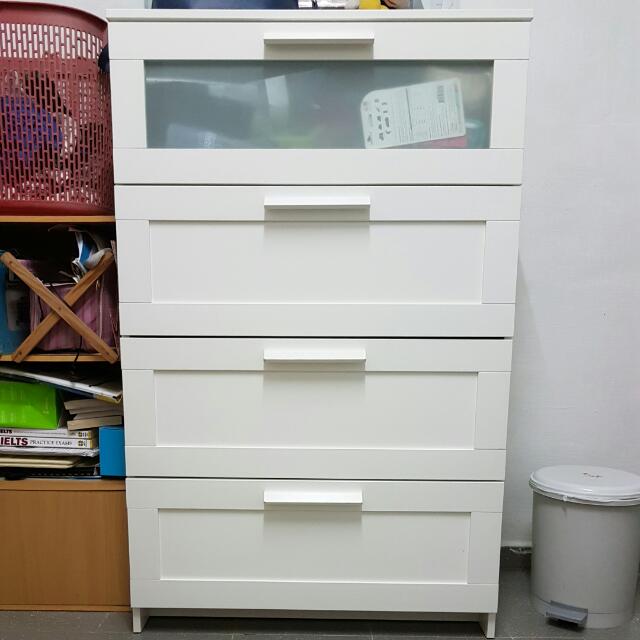 (RESERVED) 4-Tier White Wooden Drawer, Furniture & Home Living ...