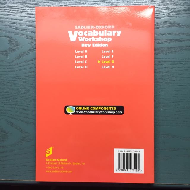 Sadlier-Oxford Vocabulary Workshop (Level G), Hobbies & Toys, Books ...