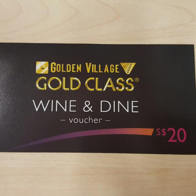 GV Gold Class Wine&Dine Voucher worth $20, Tickets & Vouchers, Vouchers ...