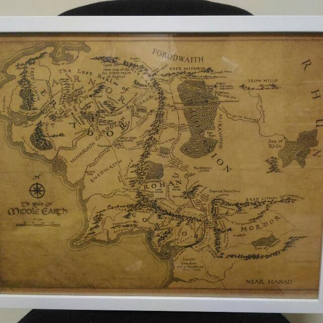 Lord Of The Rings Framed Map Middle Earth - The Earth Images Revimage.Org