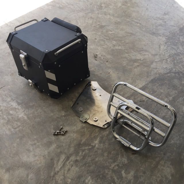 Vespa Gts Foldable Rack + TOP Box + Base, Car Accessories on Carousell
