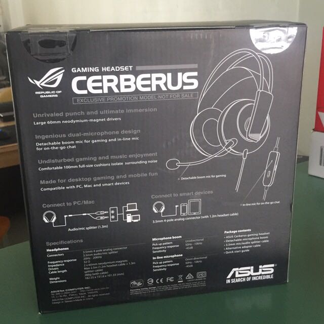 BNIB Asus ROG Cerberus Gaming Headset (black), Audio, Headphones ...