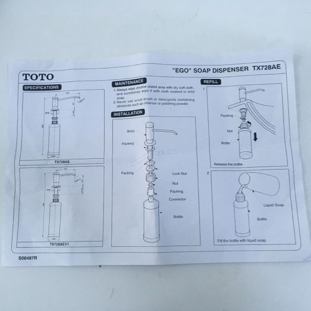 Brand New "TOTO EGO" Bathroom Kitchen Sink Liquid Soap Lotion Holder ...