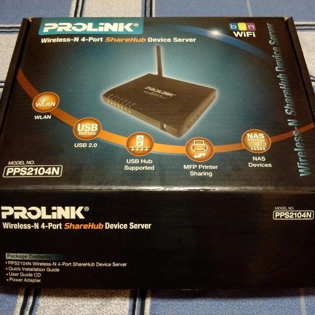 PROLiNK Wireless-N 4-Port ShareHub Device Server, Computers & Tech, Parts & Accessories ...