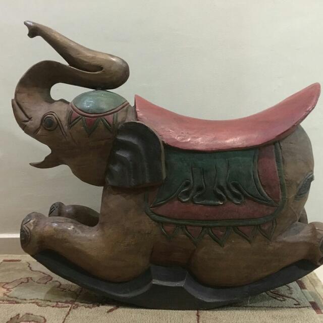Children Solid Wood Elephant Rocker, Furniture & Home Living, Furniture ...