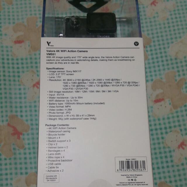 Valore 4K Wifi Action Camera, Photography, Video Cameras on Carousell