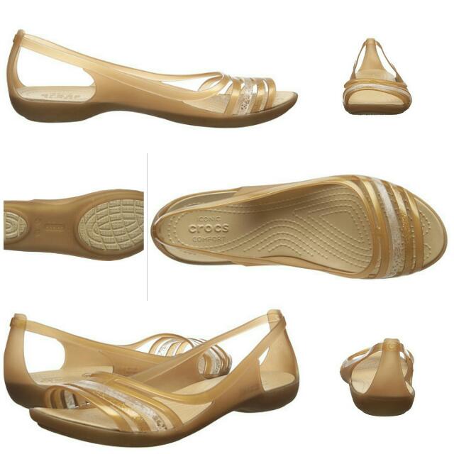 Crocs Isabella Huarache Flat, Bronze, Size 6, Women's Fashion, Footwear ...