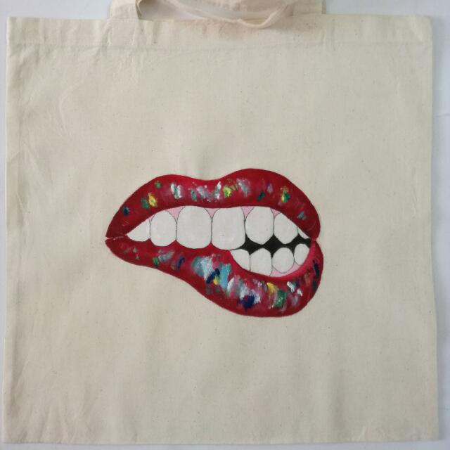 Hand Painted Tote Bag (Lips Series), Hobbies & Toys, Stationery & Craft ...