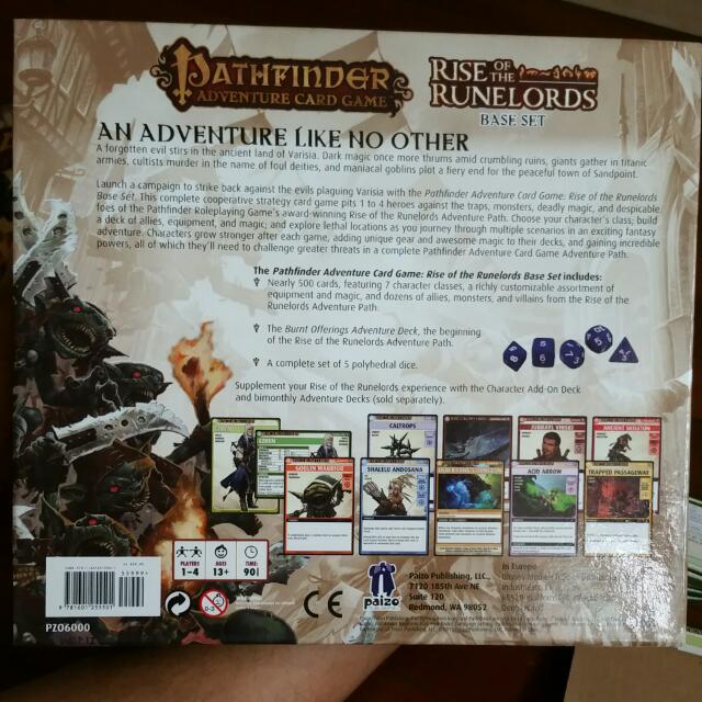Pathfinder Adventure Card Game (ACG): Rise of the Runelords + Character ...