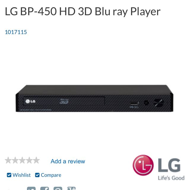 LG BP-450 HD 3D Blu ray Player, TV & Home Appliances, TV ...