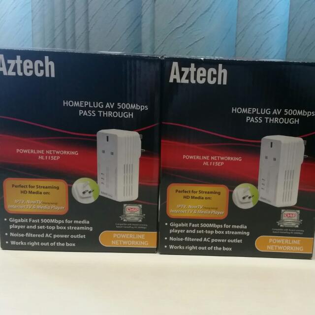 Aztech Homeplug HL115EP 500Mbps Pass Through Twin Combo, Computers ...