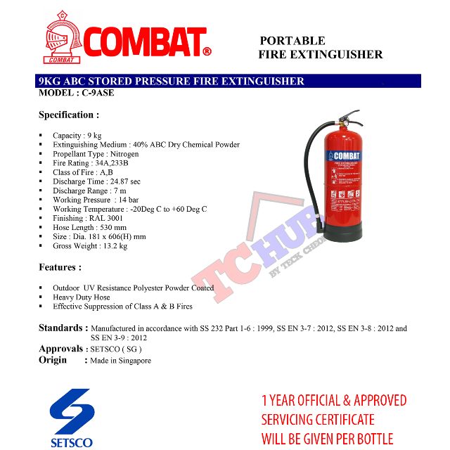 [COMBAT] Fire Extinguisher 2-9 KG, Everything Else on Carousell