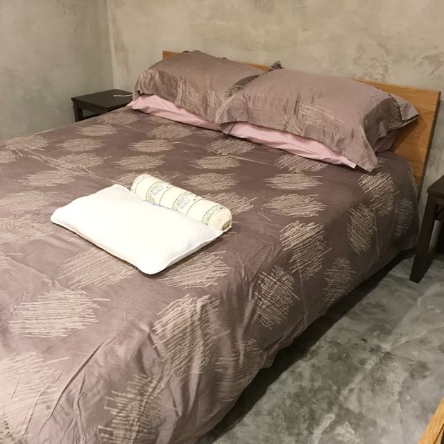 MUJI double Bed with Head Frame, Mattress Included, Furniture & Home ...