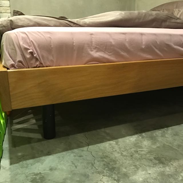 MUJI double Bed with Head Frame, Mattress Included, Furniture & Home ...
