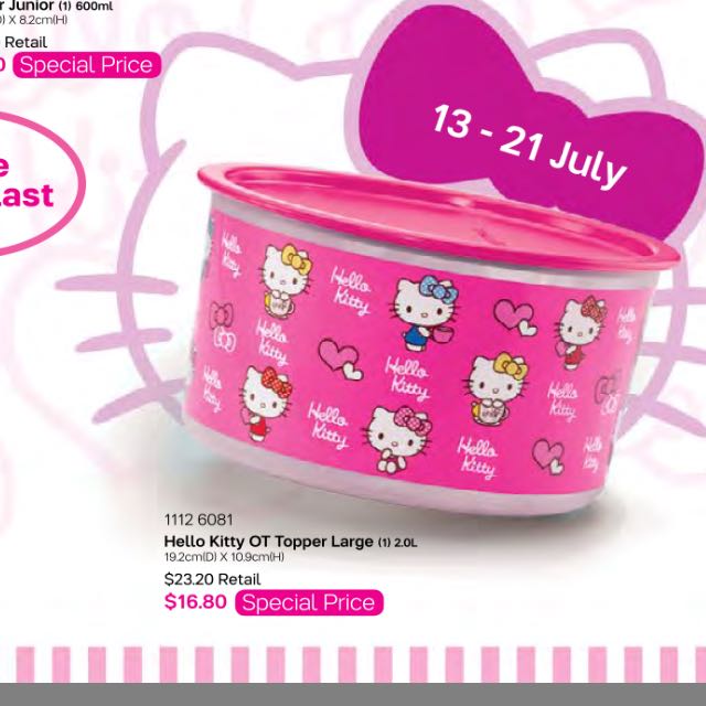 BN Tupperware Hello Kitty OT Topper Large (2L), TV & Home Appliances ...