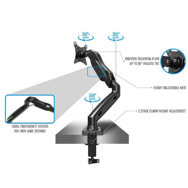NB F80 Gas Spring Monitor Arm w 2 USB 3.0, Computers & Tech, Parts ...