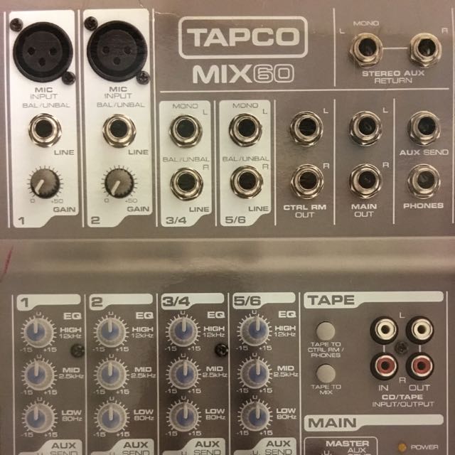 Tapco MIX60 Ultra-Compact 6-Channel Audio Mixer, Music & Media, Music ...