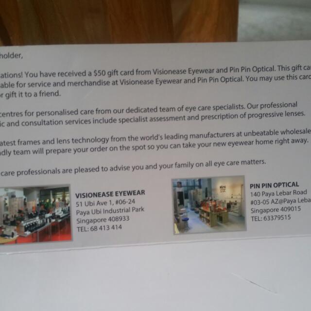 Vision Eyewear And Pin Pin Optical Voucher Worth 100 Voucher, Tickets ...