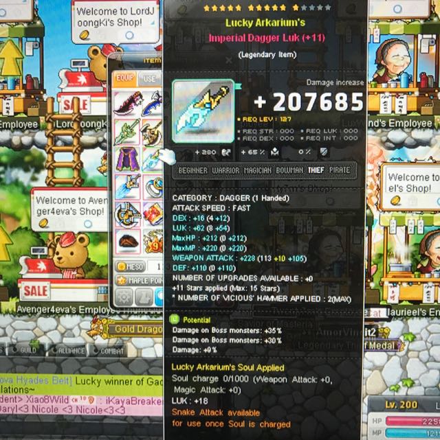 Maplestory imperial Dagger Legend Pot, Video Gaming, Gaming Accessories ...