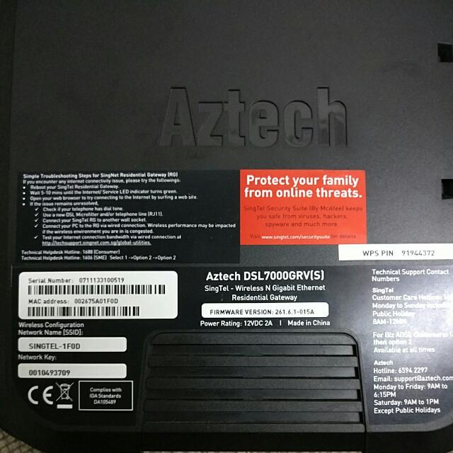 Aztech DSL 7000GRV(S) Router, Computers & Tech, Parts & Accessories ...