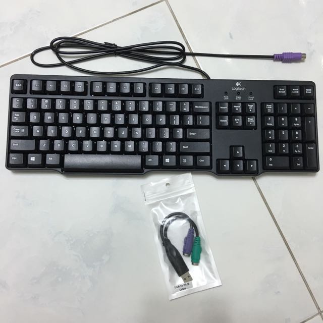 Logitech keyboard + USB to PS/2 cable, Computers & Tech, Parts ...