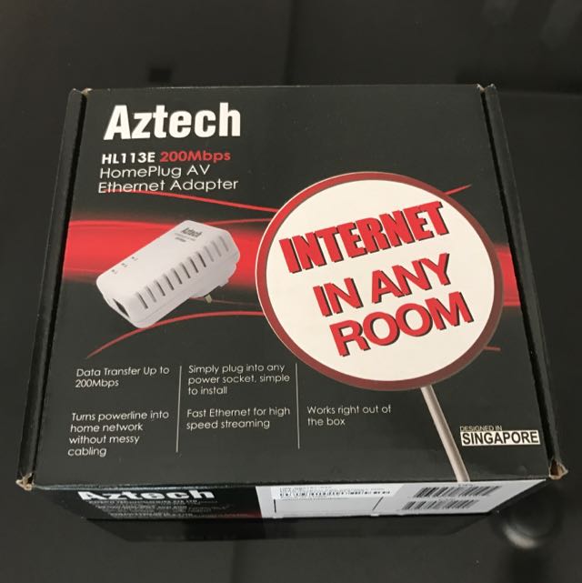 Aztech HomePlug Av Ethernet Adapter, Computers & Tech, Parts ...