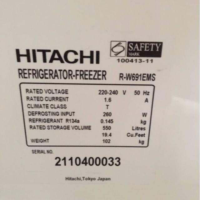 Hitachi Refrigerator-Freezer Minus Zero, TV & Home Appliances, Kitchen ...