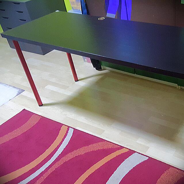IKEA 'LINNMON' 2m Table w 'ADILS' red Legs, Furniture & Home Living ...