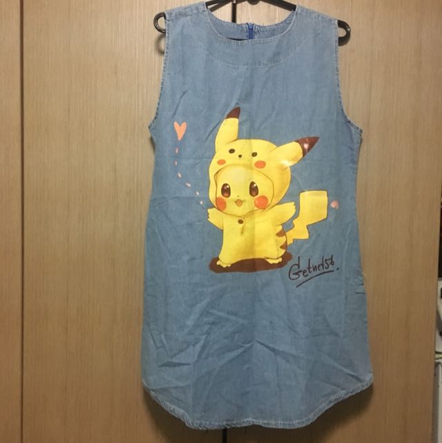Pikachu Overall Dress, Women's Fashion, Muslimah Fashion, Dresses on ...