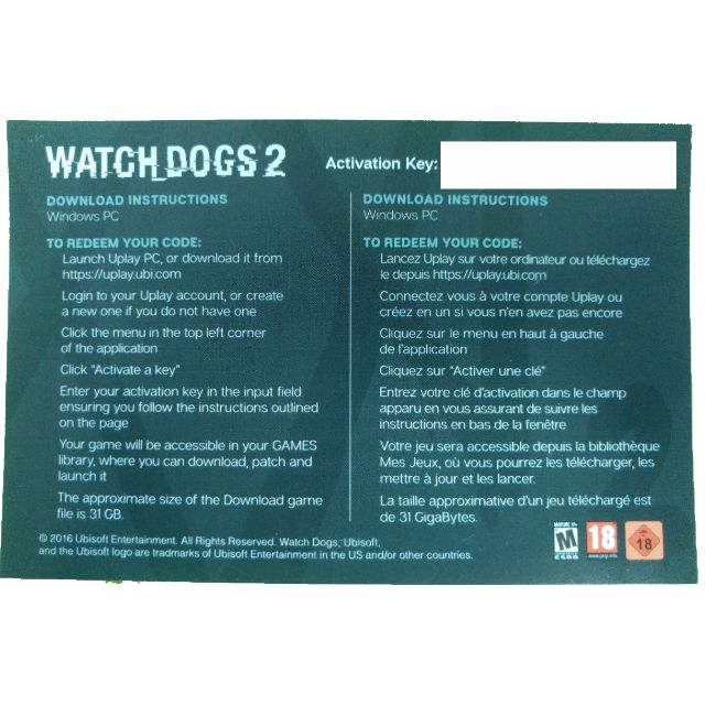 WATCH DOGS 2 PC GAME CODE, Video Gaming, Video Games, Xbox on Carousell
