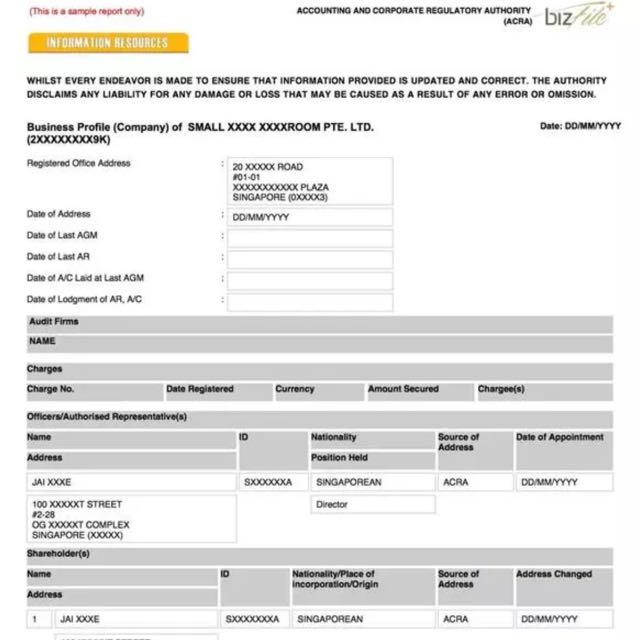 Latest Business Profile of Entities Set Up/ Registered With ACRA 公司公众注册 ...