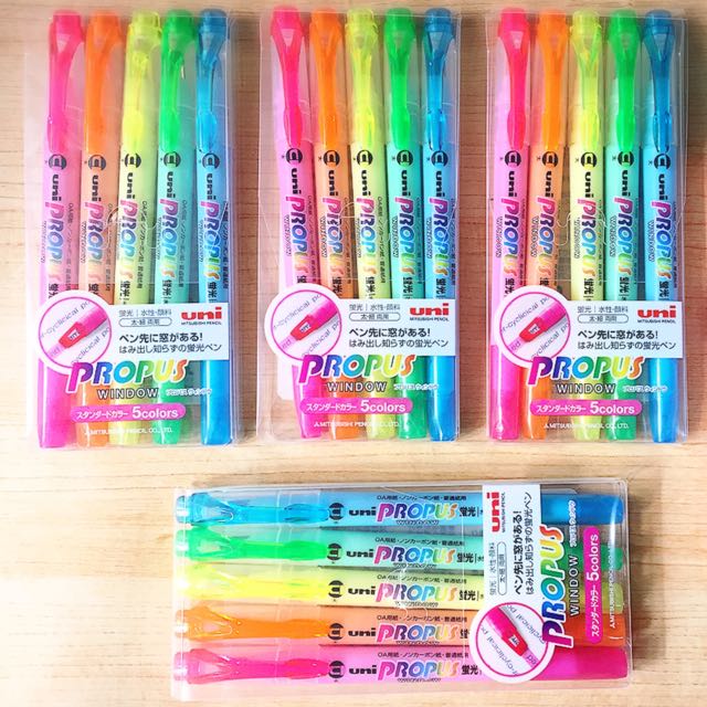 Uni Propus Window Highlighter Set Of 5 Neon Colors, Hobbies & Toys ...