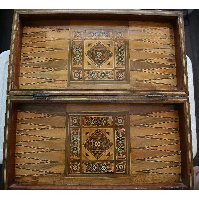 Veneer Inlay Arabesque Backgammon and Chess Set, Furniture & Home ...