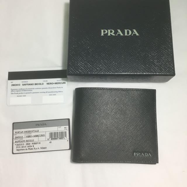 New Prada Saffiano Leather Bi-Colour Bifold men Wallet 2MO513, Luxury ...