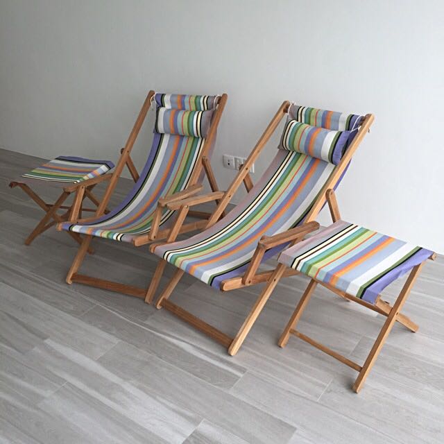 2 sets Customised French Sun Deck Chairs, Furniture & Home Living ...
