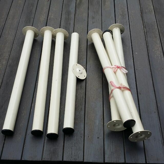 8 Pcs Of Steel White Powder Coated Table Legs, Furniture & Home Living ...