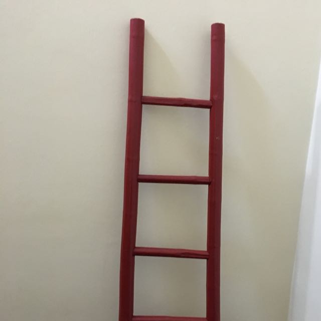 Red Bamboo Ladder, Furniture & Home Living, Furniture, Shelves ...