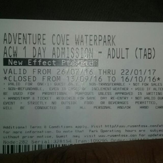 Adventure Cove Waterpark Day Ticket, Tickets & Vouchers, Local ...