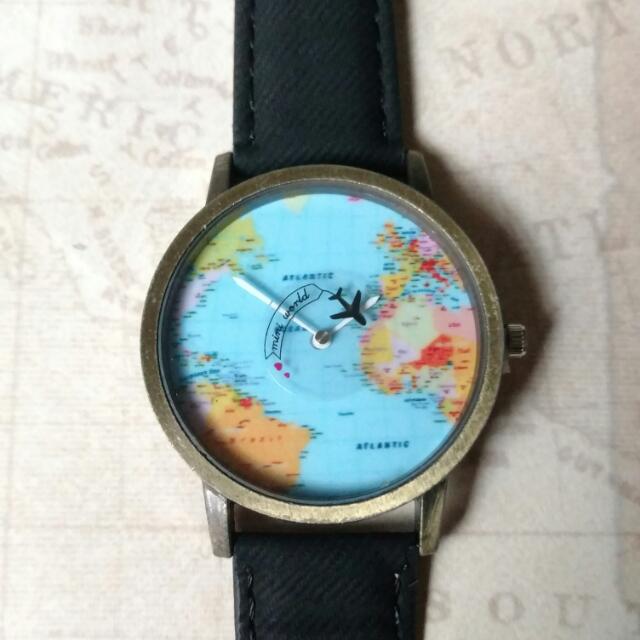 New Wristwatch Watch World Map Travel Wanderlust, Women's Fashion on ...