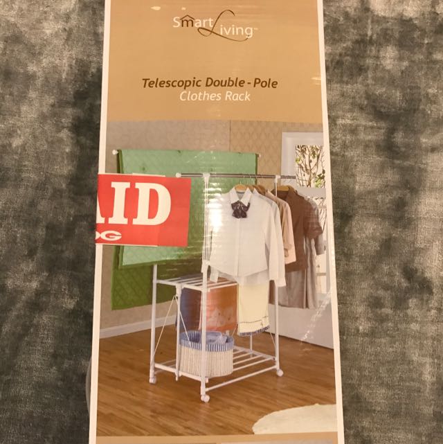 Smart Living Telescopic Double Pole Clothes Rack, Furniture & Home ...