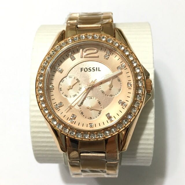 Fossil Riley Multifunction Rose-tone Stainless Steel Watch, Women's ...