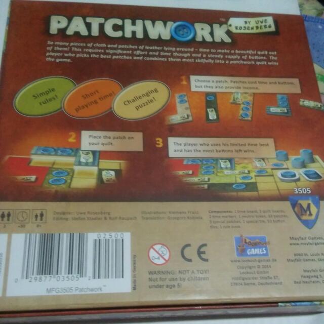 Patchwork (Boardgame), Toys & Games, Board Games & Cards on Carousell