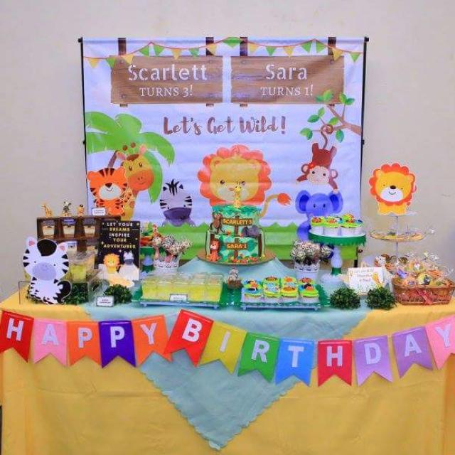 Safari Baby Animals Dessert Table Candy Buffet Party, Babies & Kids ...