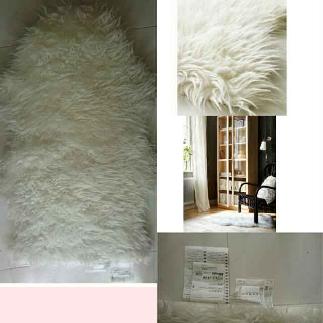 Ikea Tejn White Faux Fur Rug, Furniture & Home Living, Home Decor ...