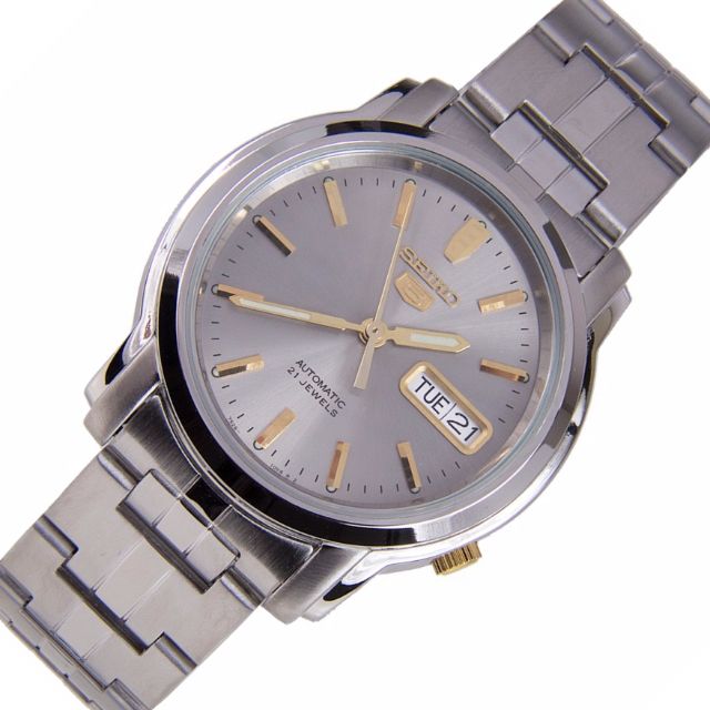 Brand New Seiko 5 Automatic 21 Jewels Gray Dial 100% Authentic Day Date ...