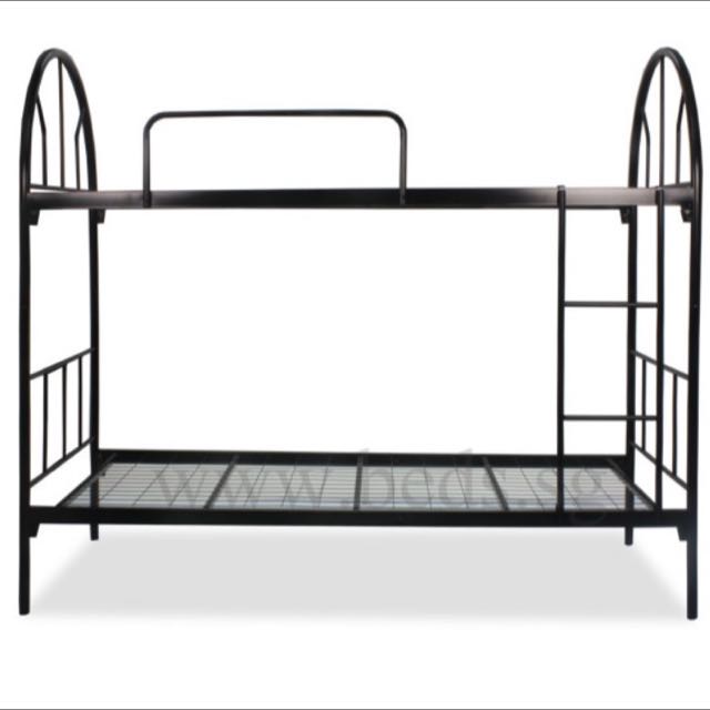 Metal Double Deck Bed Frame With 2 Mattresses, Furniture & Home Living ...